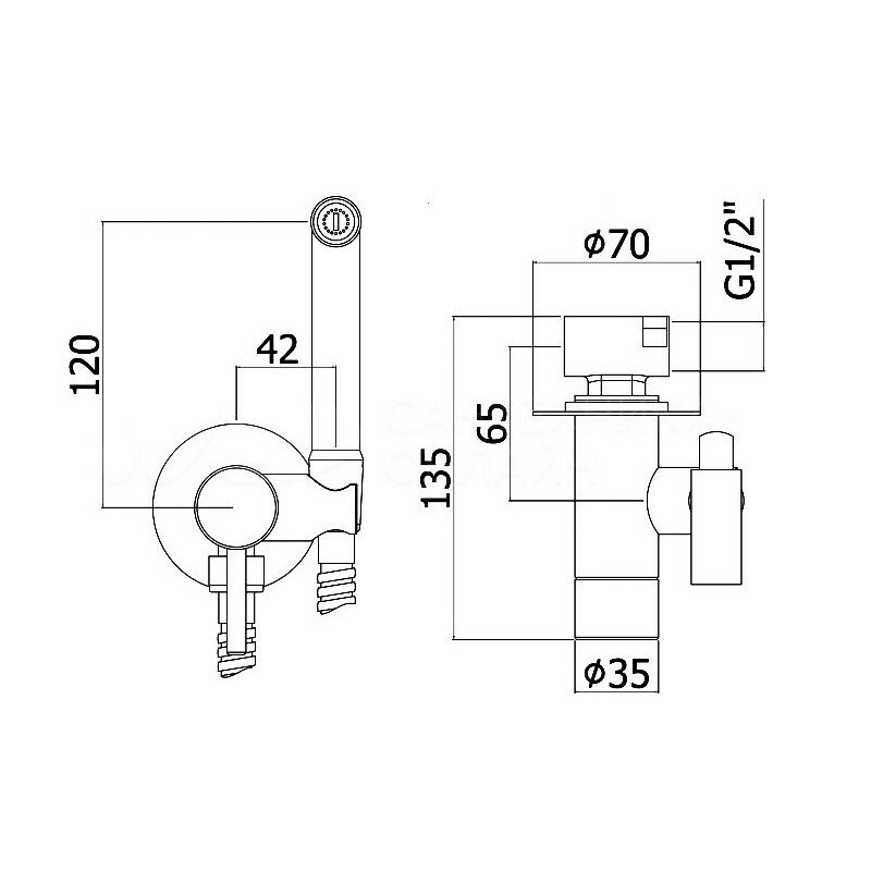 Гигиенический душ со смесителем золото, Sax Evolution Webert - SE870303010